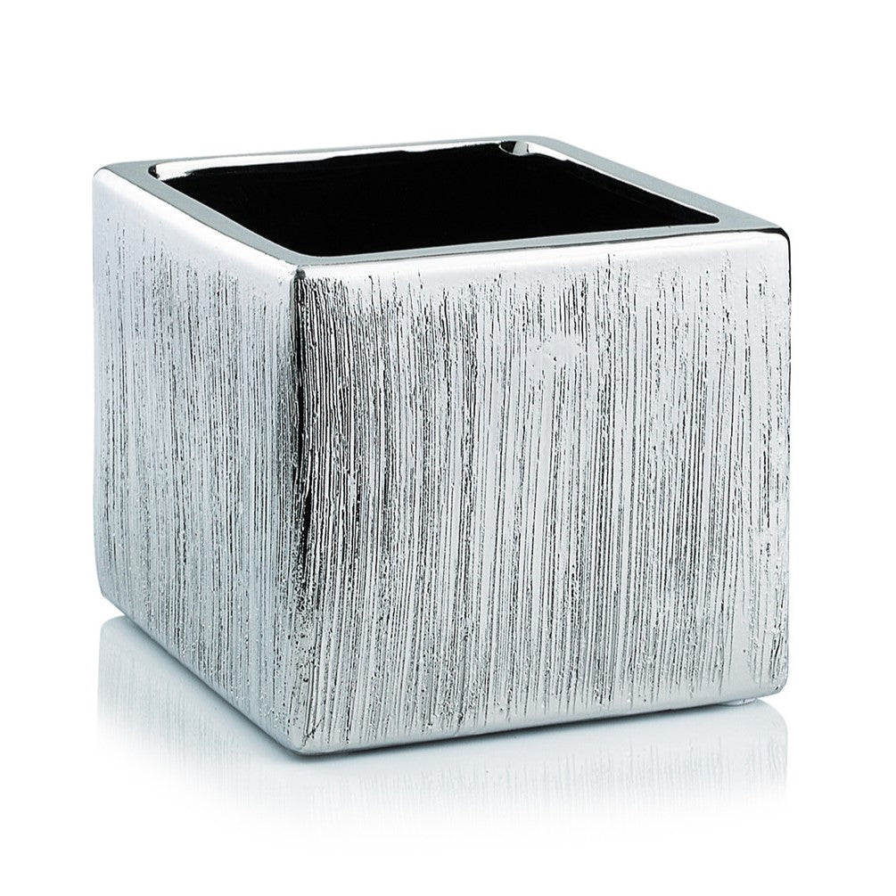 Silver Ceramic Cube Pot – Planet Desert